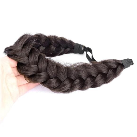Hair | Messy Wide 2 Strands Synthetic Hair Braided Headband Chocolate ...